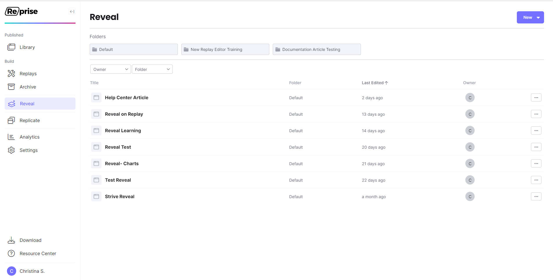 Reveal- Platform View – Reprise