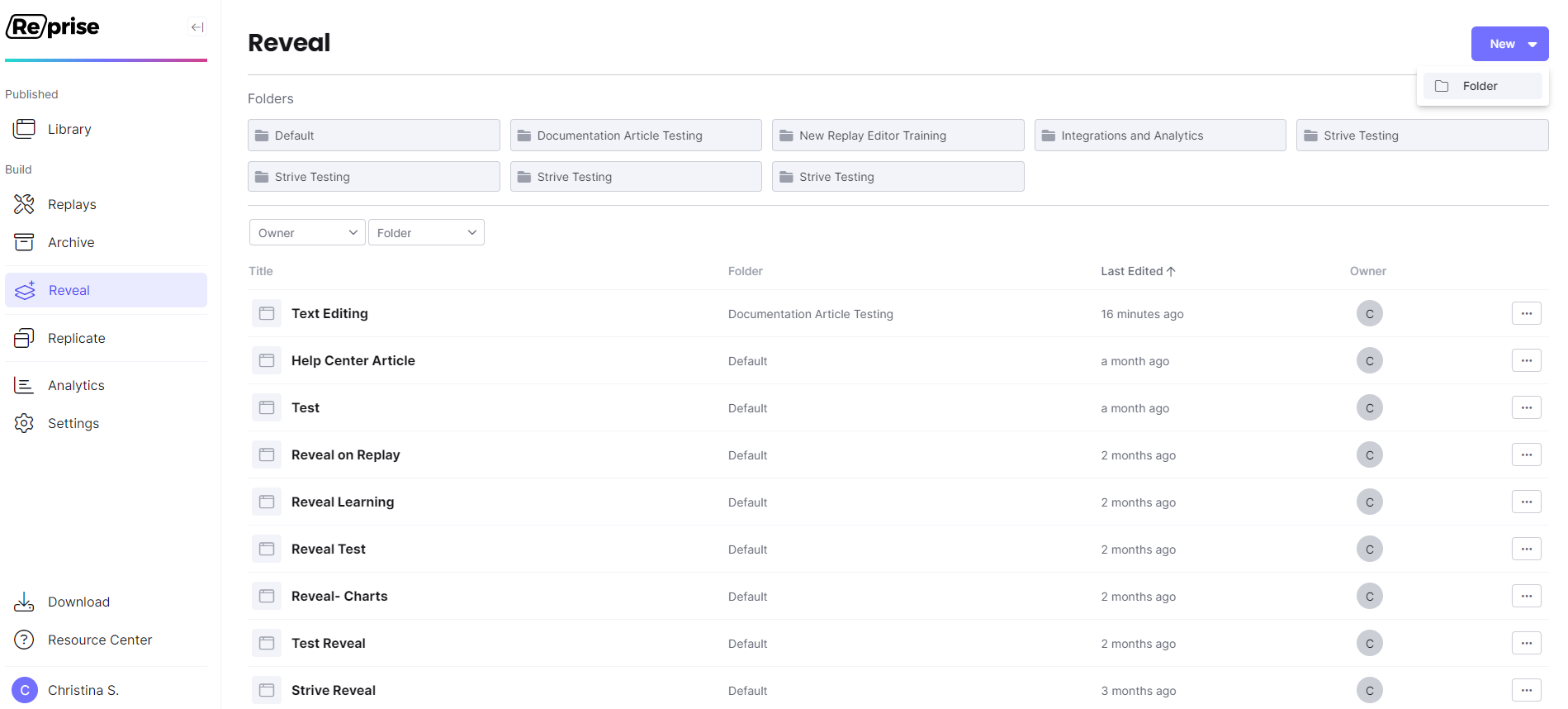 Reveal- Folders – Reprise