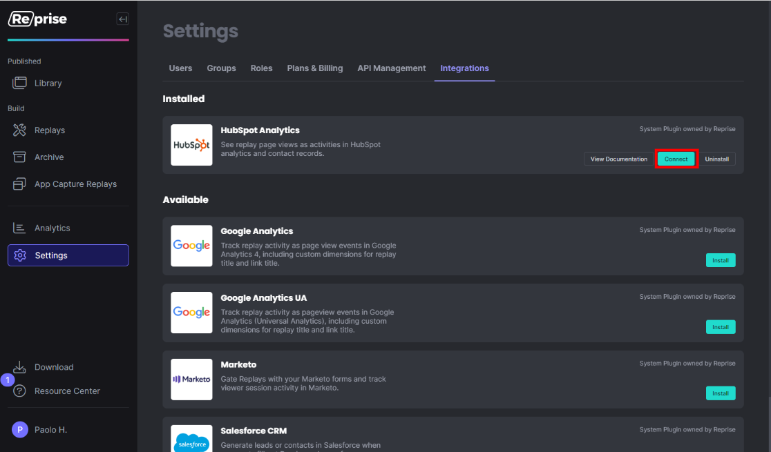 Hubspot Integration- Finding the Hub ID – Reprise