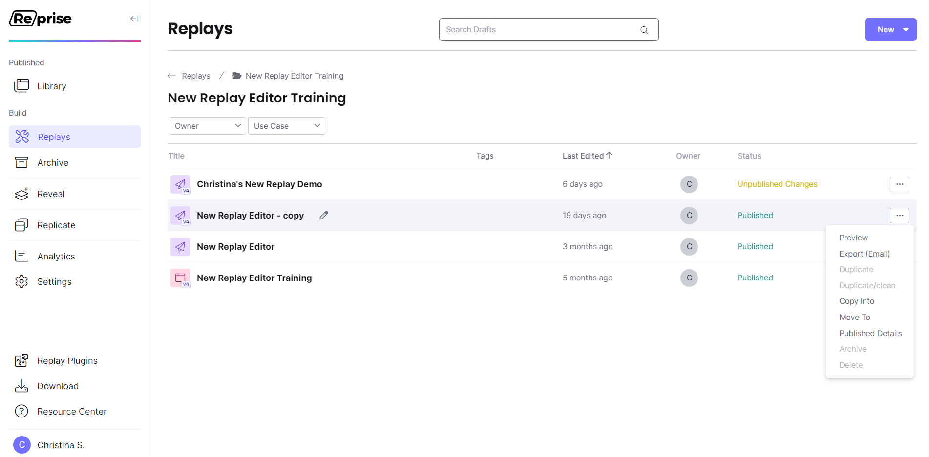 New Replay Editor- Copy Into – Reprise