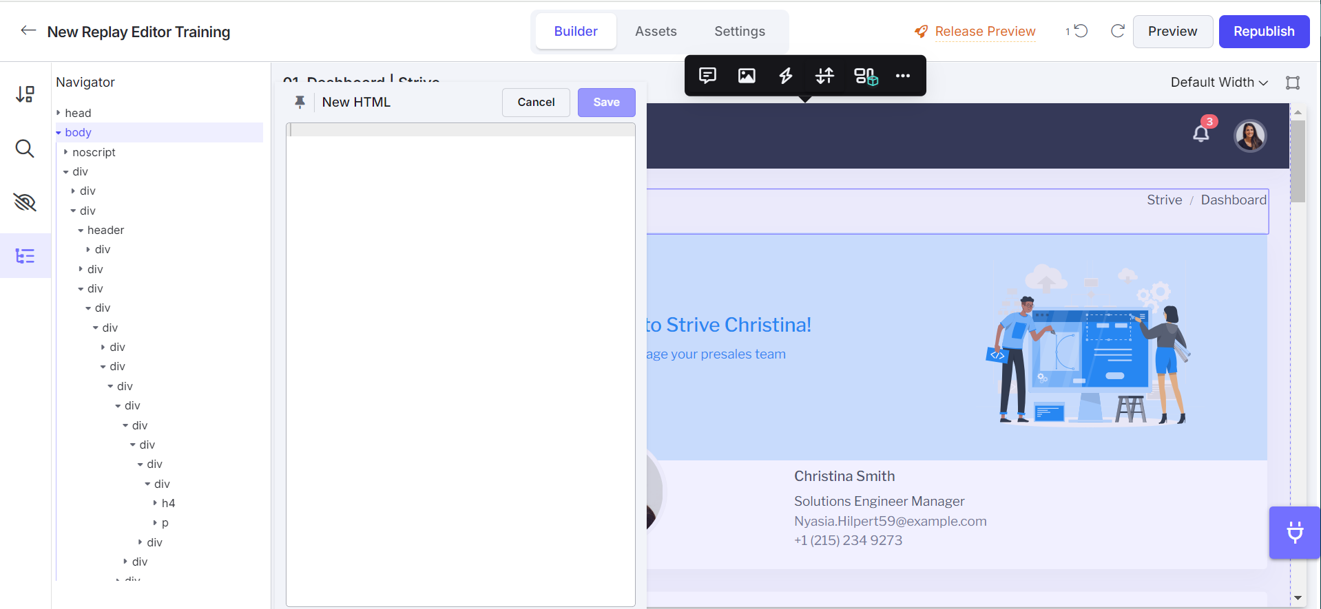 New Replay Editor- HTML Editing – Reprise